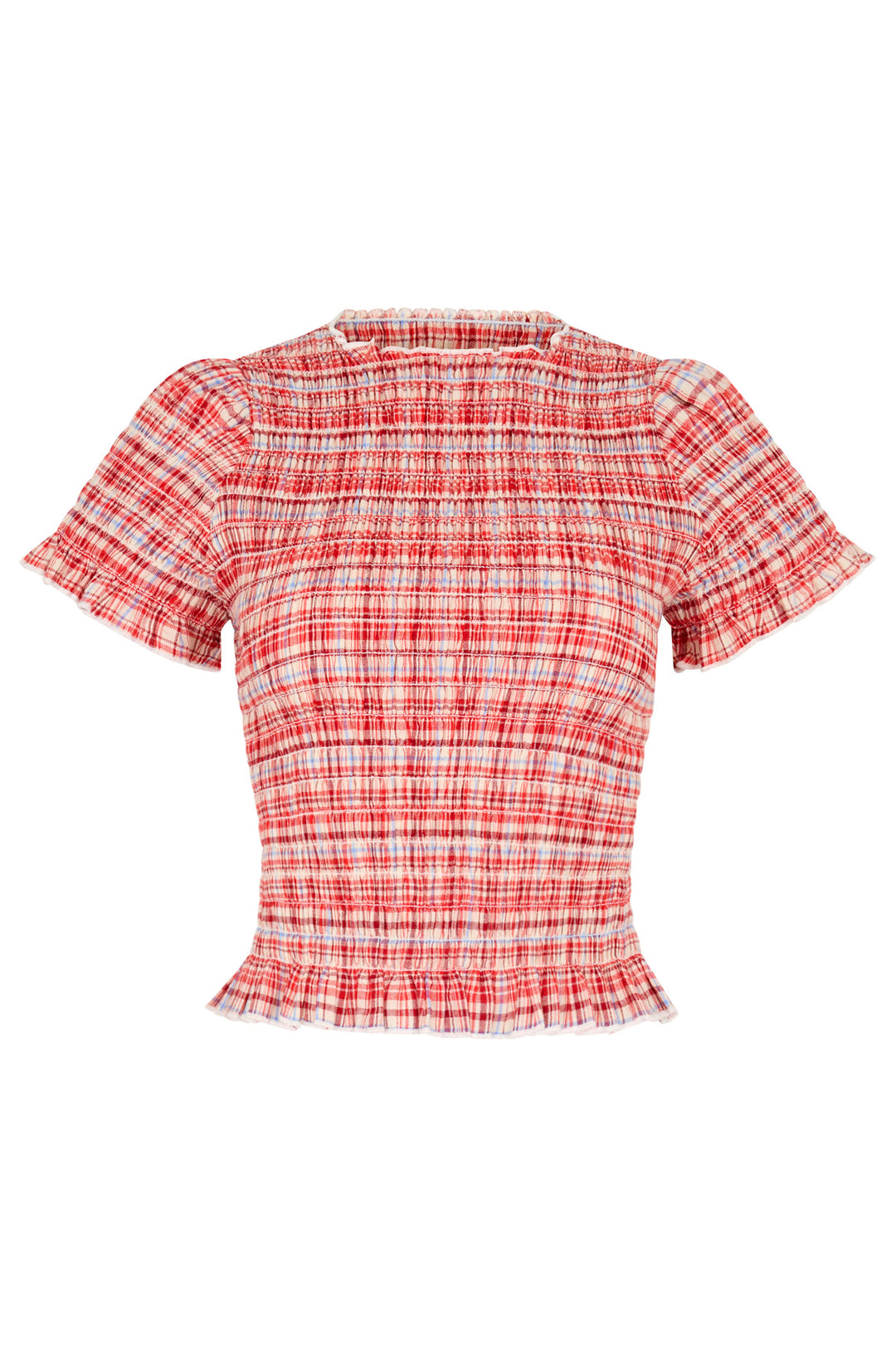 Strawberry Plaid Ruched Tee – Après Studio