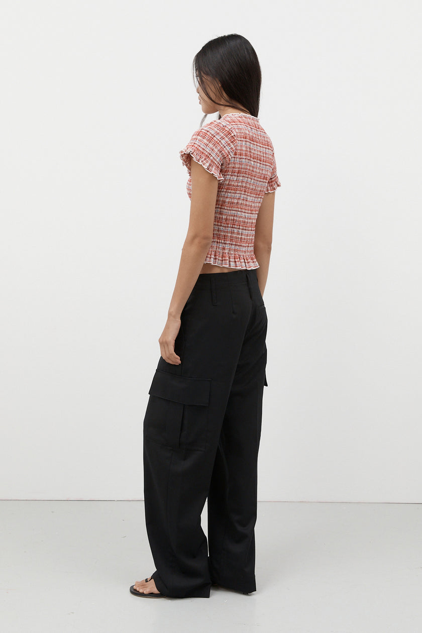 Strawberry Plaid Ruched Tee – Après Studio