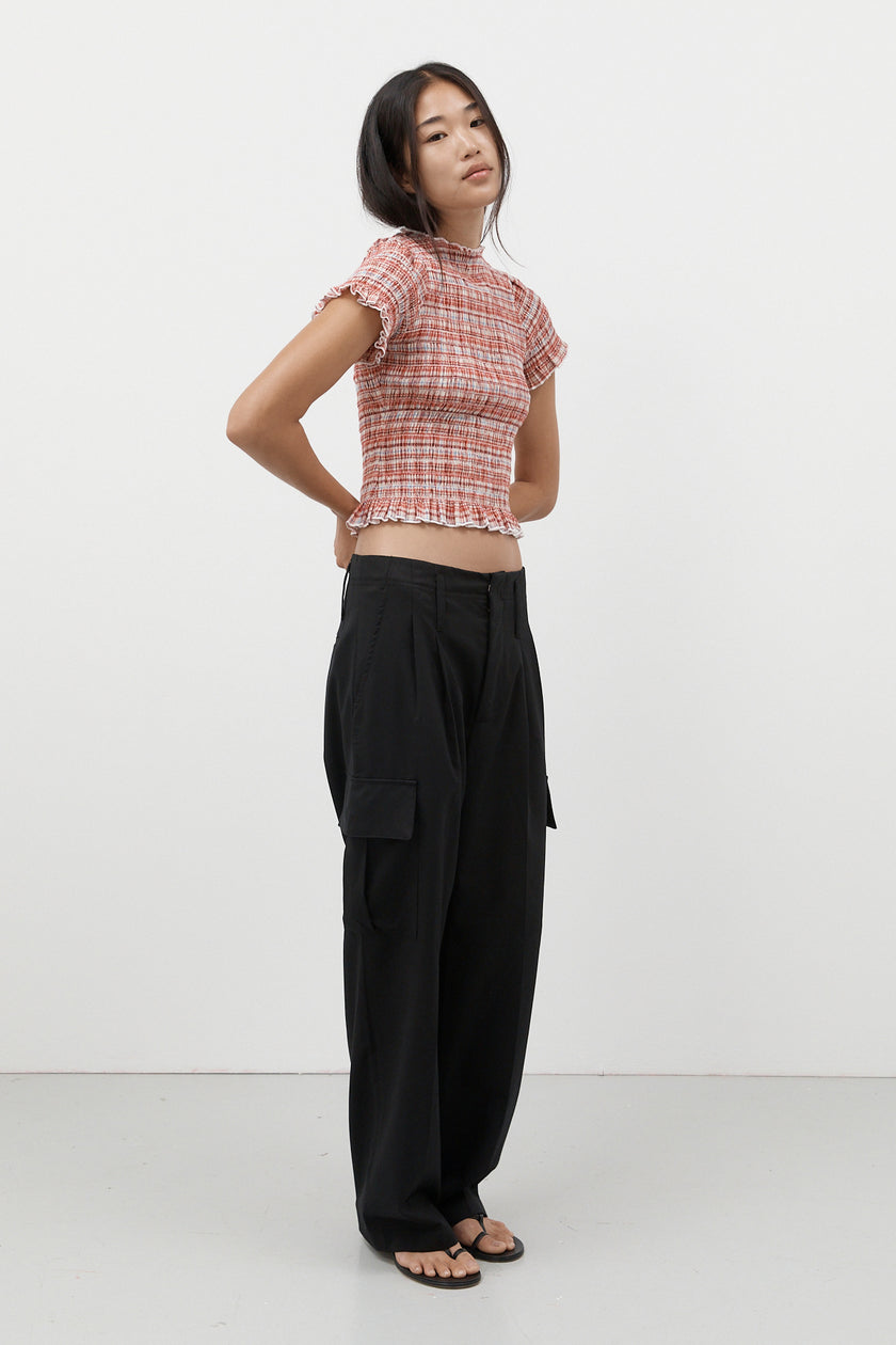 Strawberry Plaid Ruched Tee – Après Studio