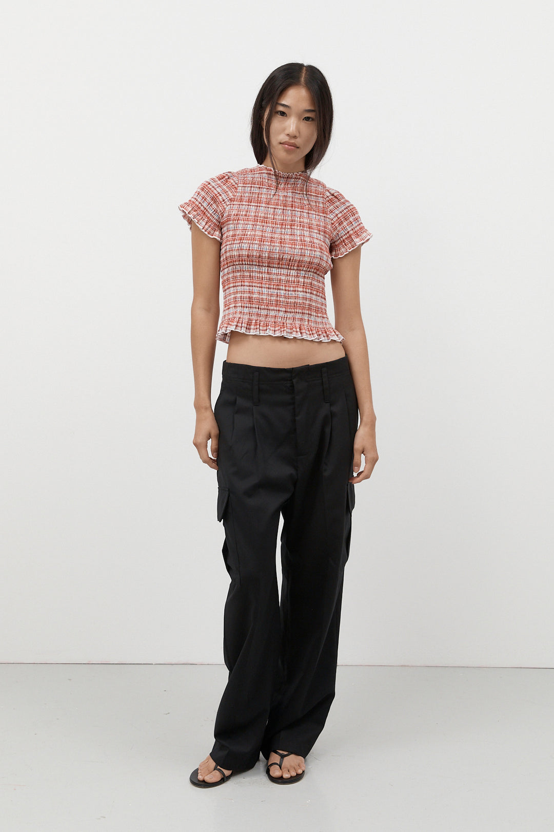 Strawberry Plaid Ruched Tee – Après Studio